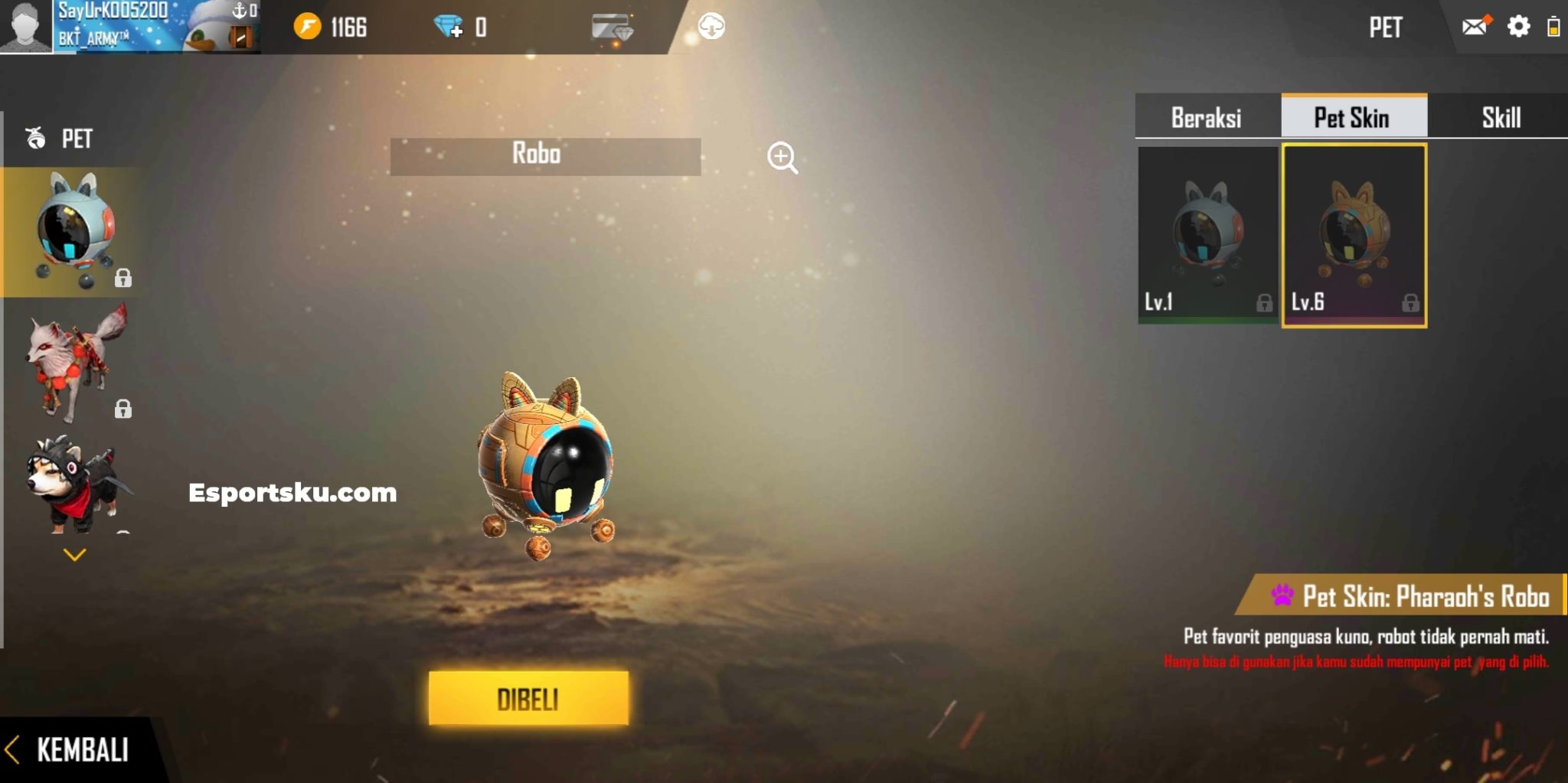 Pet Robo FF Dengan Shield Gloo Wall Free Fire – Esportsku