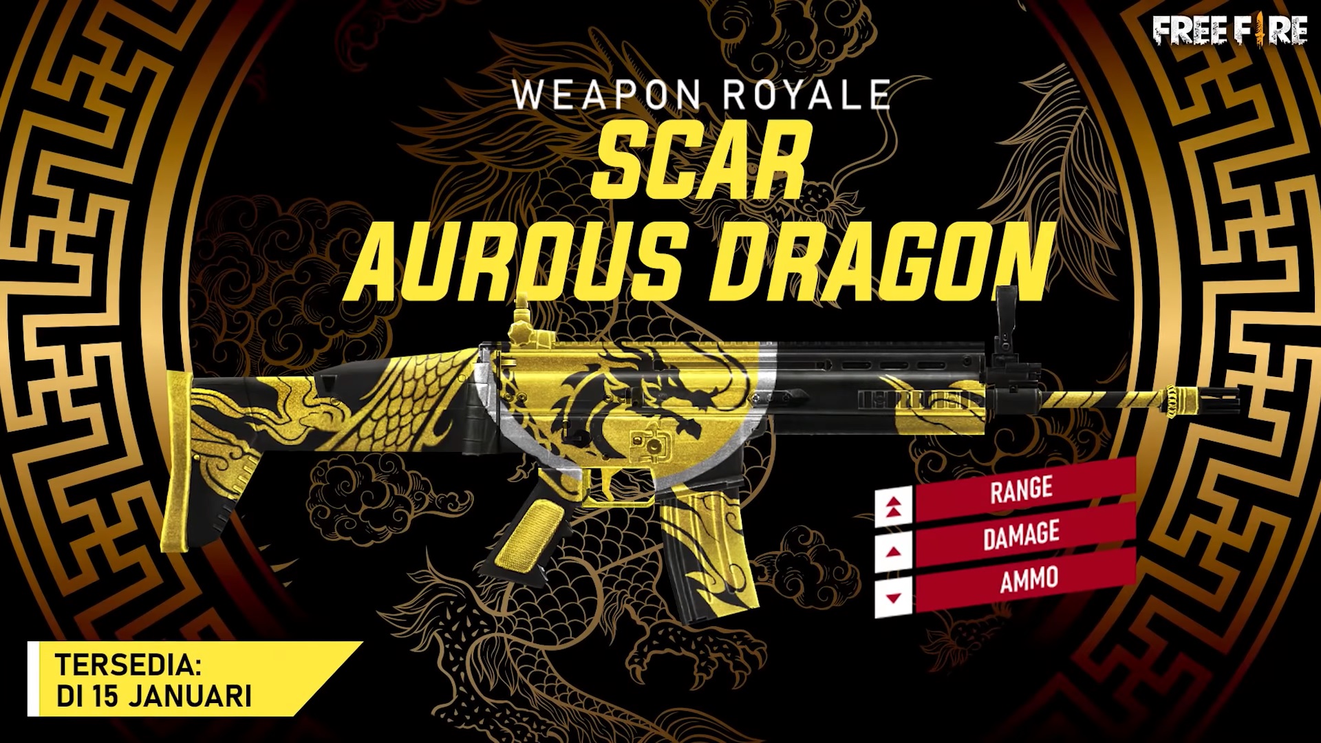 Harga Skin Scar Aurous Dragon Epic Free Fire (FF) – Esportsku