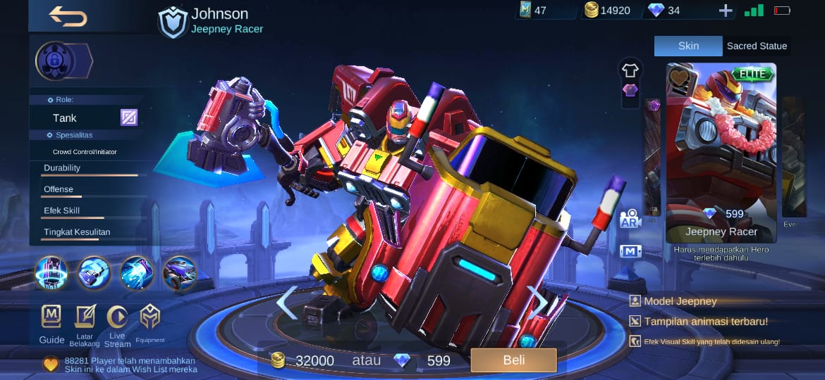 Best Johnson Skin Mobile Legends (ML) - Esports