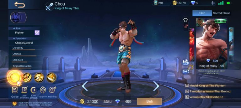 Harga Skin Chou Muay Thai Elite Mobile Legends (ML) – Esportsku