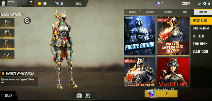 Harga Bundle Empress Divine Mythic Free Fire (FF) – Esportsku