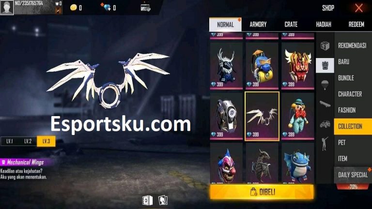 Kapan Rilis Skin Backpack Mechanical Wings Free Fire (FF)? – Esportsku