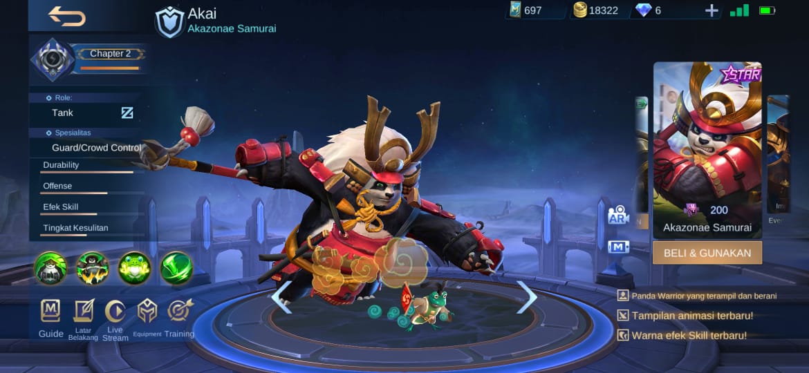 Harga Skin Akai Akazonae Samurai Starlight Mobile Legends (ML) – Esportsku