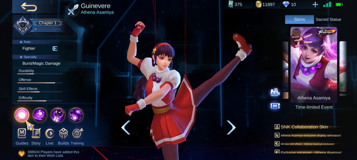 Harga Skin Guinevere Athena Asamiya KOF Mobile Legends (ML) – Esportsku