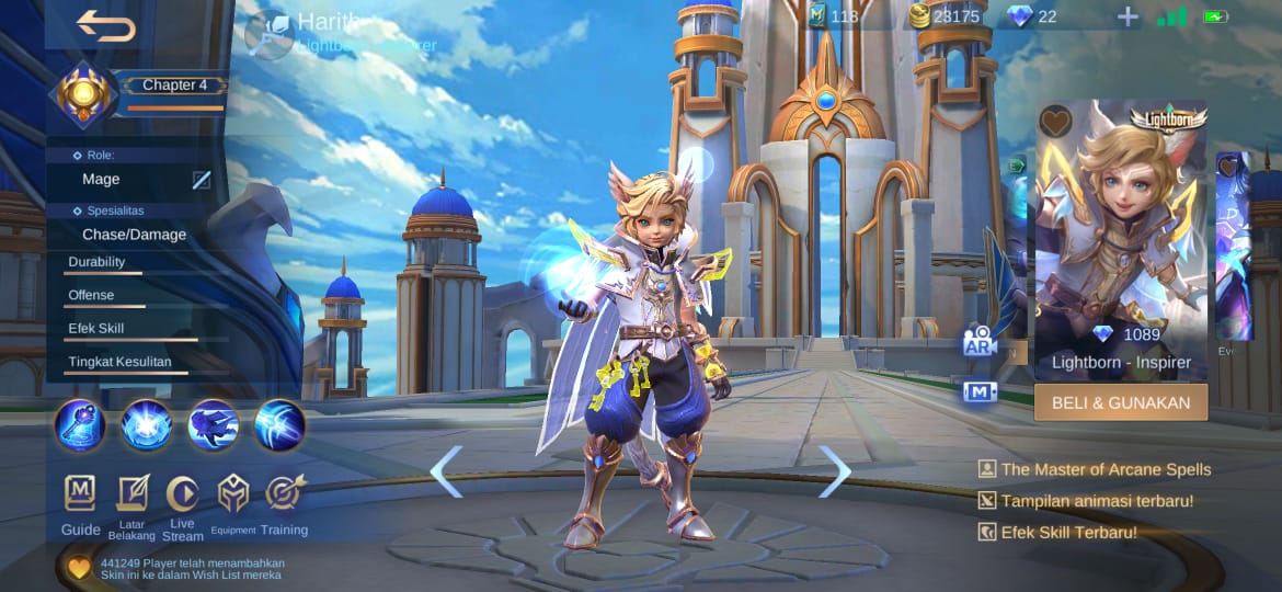 Harga Skin Harith Lightborn Inspirer Mobile Legends (ML) – Esportsku