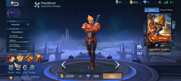 Harga Skin Hayabusa Spacetime Shadow Normal Mobile Legends (ML) – Esportsku