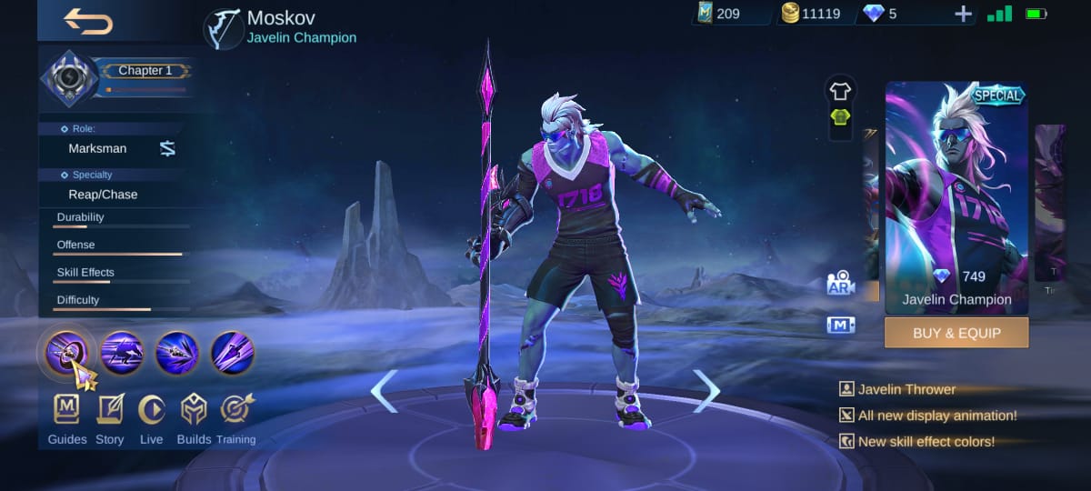 Harga Skin Moskov Javelin Champion Special Mobile Legends (ML) – Esportsku