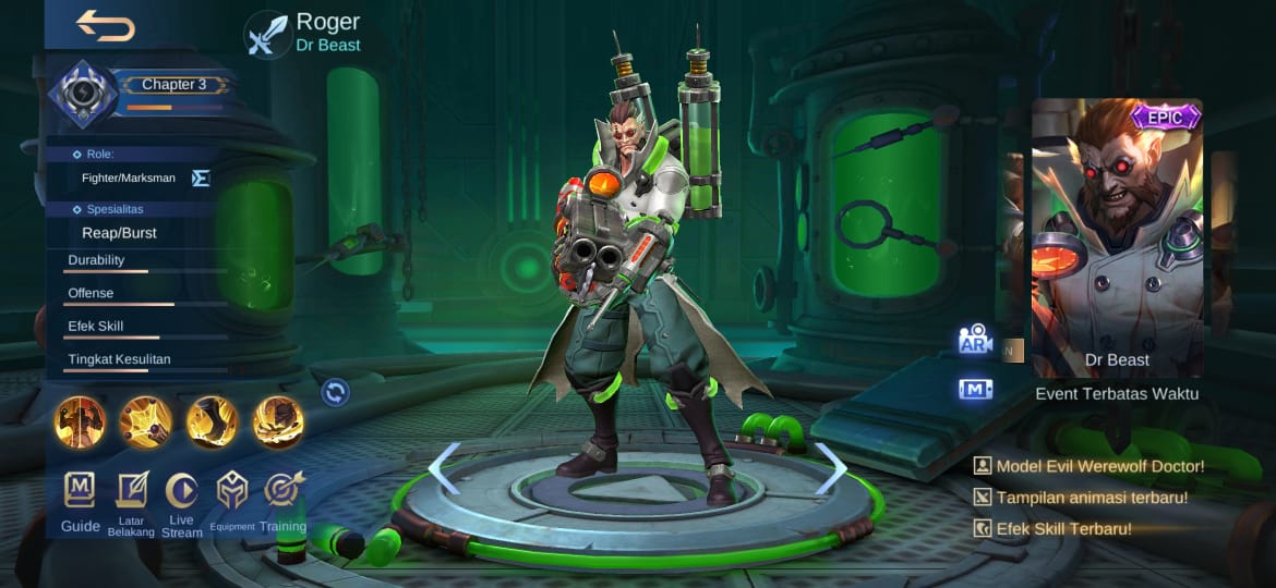 Cara Dapatkan Skin Roger Dr Beast Mobile Legends (ML) – Esportsku