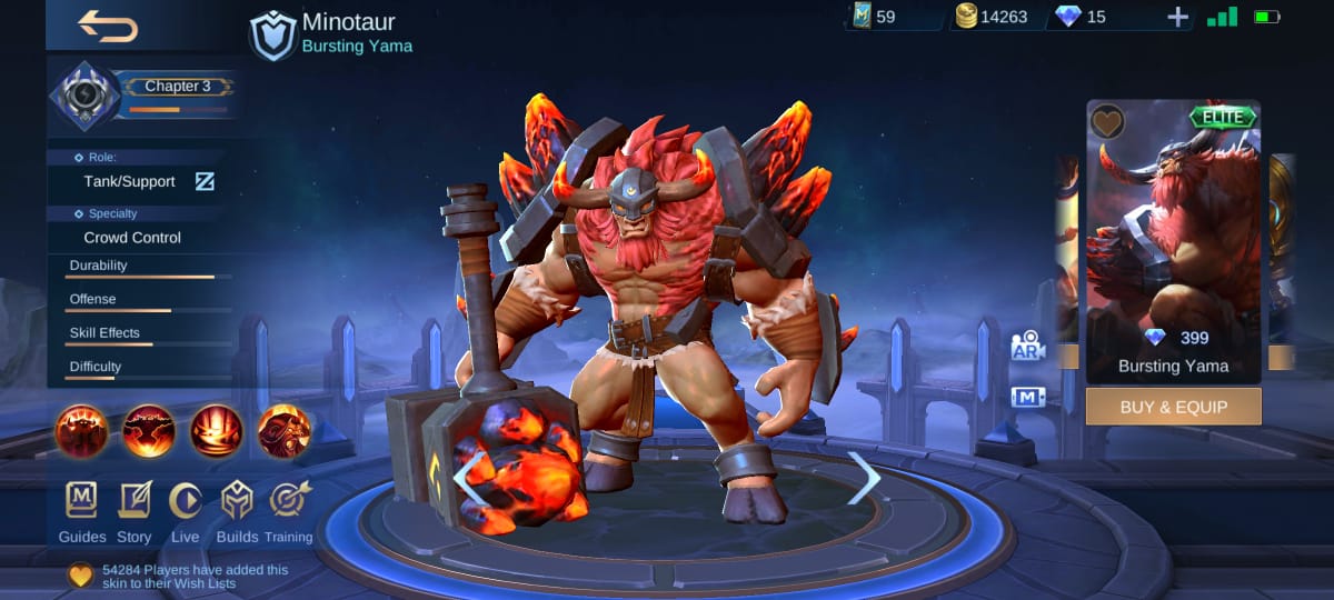 Price Minotaur Bursting Yama Elite Skin Mobile Legends (ML) - Esports