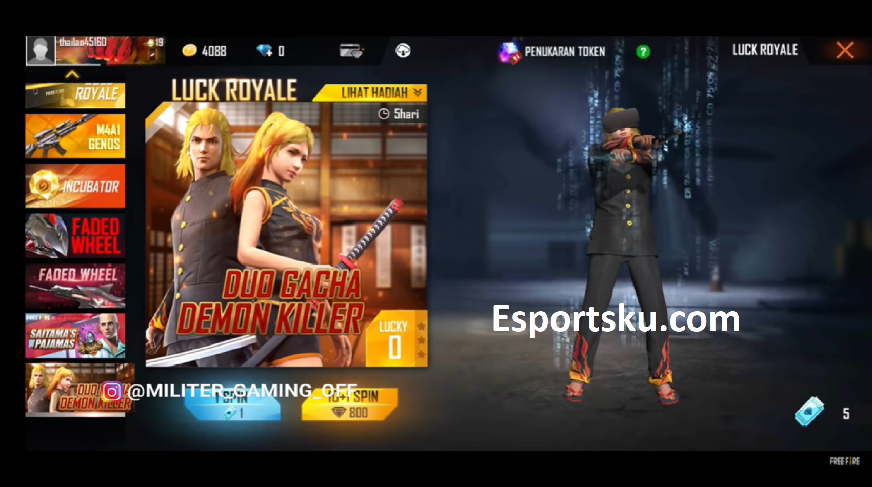 Bundle Duo Royale FF Dari Free Fire x Demon Slayer – Esportsku