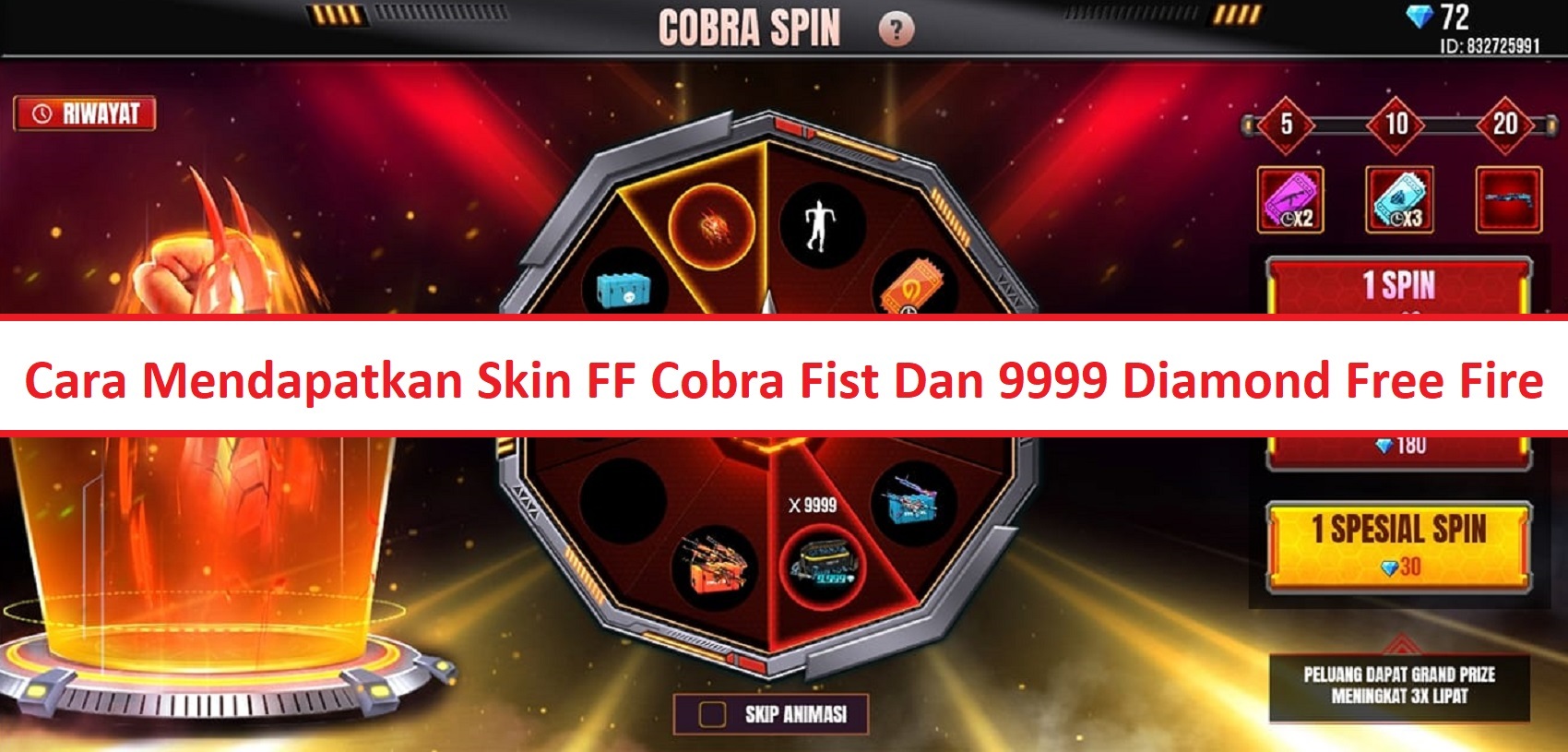 Cara Mendapatkan Skin Cobra Fist Dan 9999 Diamond Free Fire (FF ...