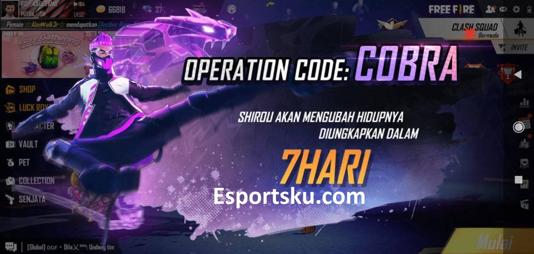 Operation Cobra FF Hadirkan Karakter Shirou Free Fire – Esportsku