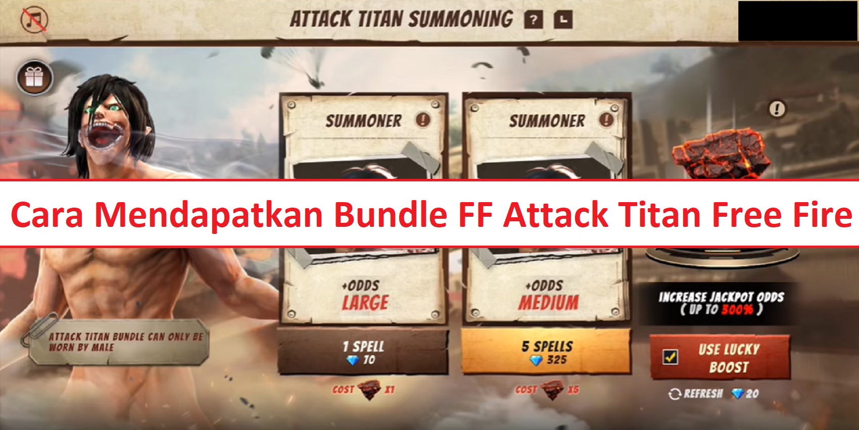 Cara Mendapatkan Bundle Attack Titan Eren Free Fire (FF) – Esportsku