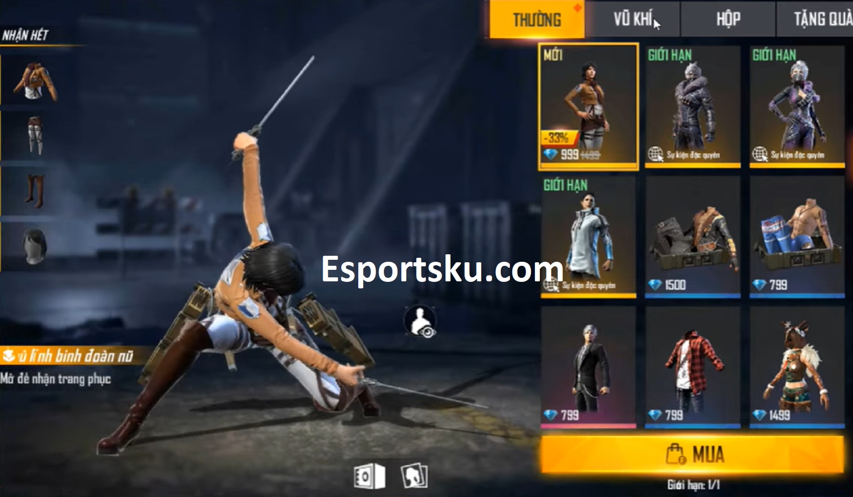 Harga Bundle Mikasa Attack on Titan Free Fire (FF) – Esportsku