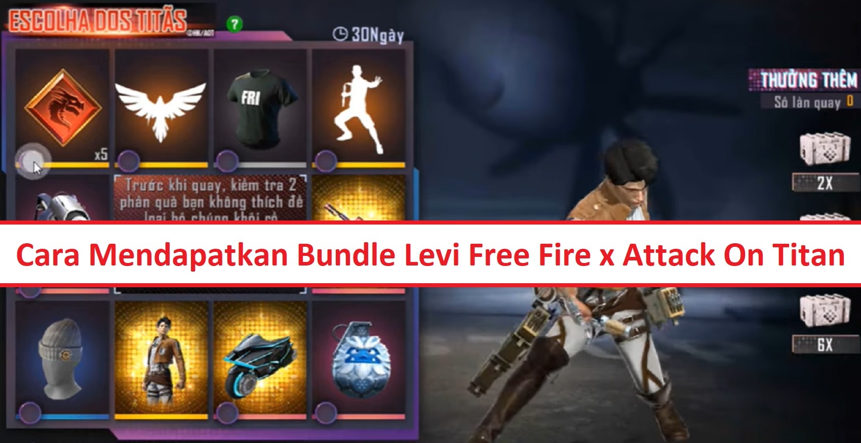 Cara Mendapatkan Bundle Levi Free Fire x Attack On Titan – Esportsku