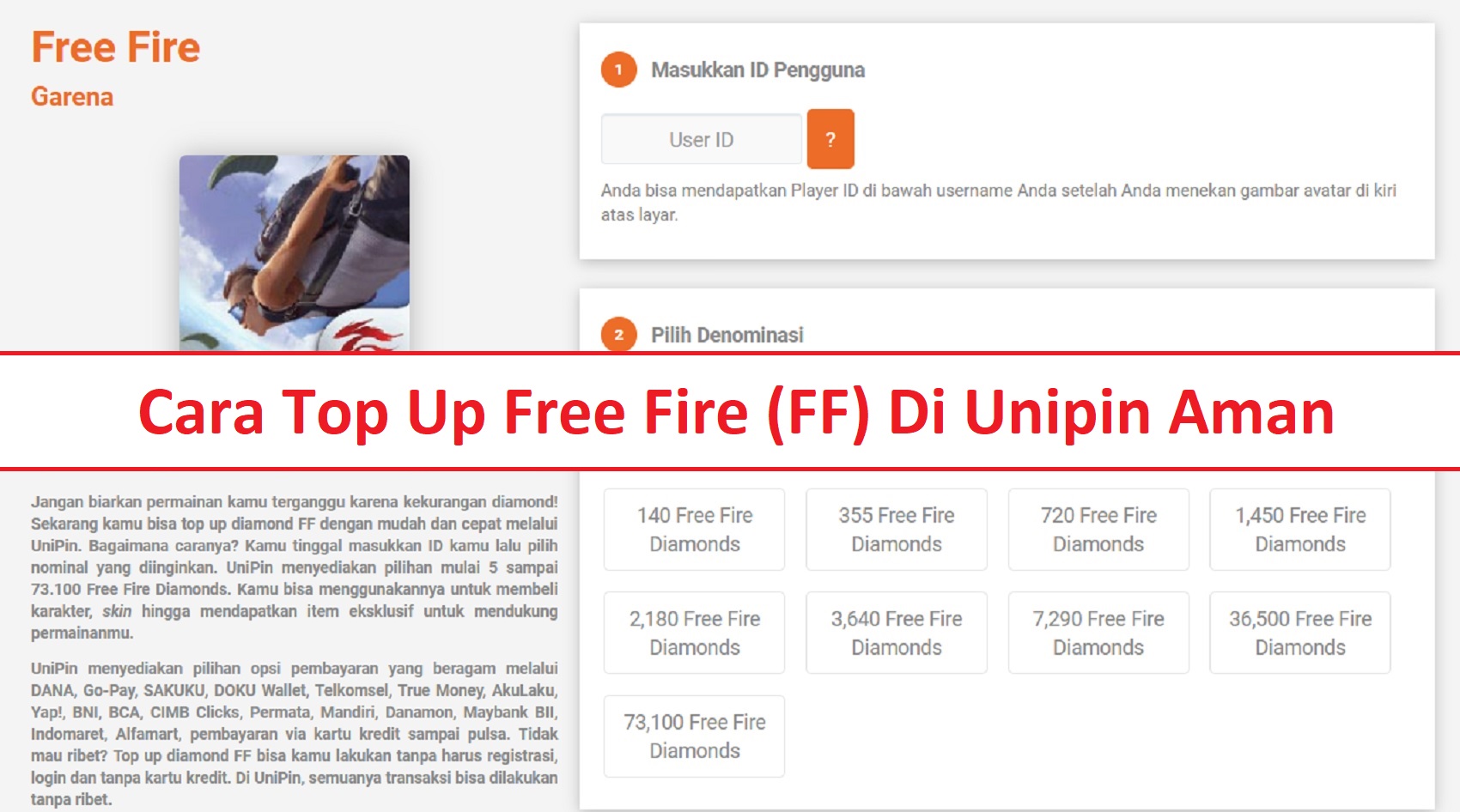 Cara Top Up Free Fire (FF) di Unipin Aman – Esportsku