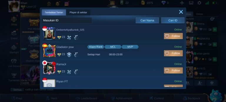 Cara Mencari ID Teman di Mobile Legends (ML) – Esportsku