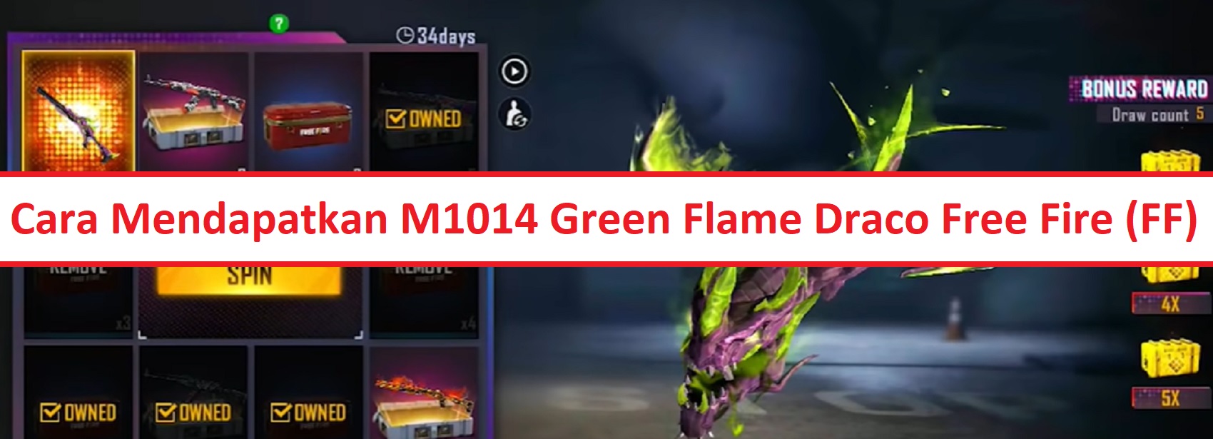 Cara Mendapatkan M1014 Green Flame Draco Free Fire (FF) – Esportsku