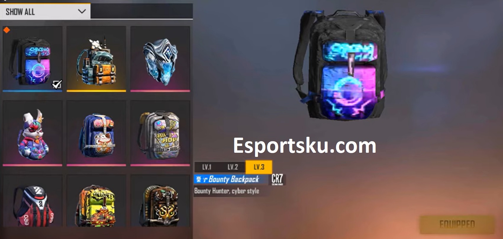 Cara Mendapatkan Skin Backpack Cyber Bounty Free Fire (FF) – Esportsku