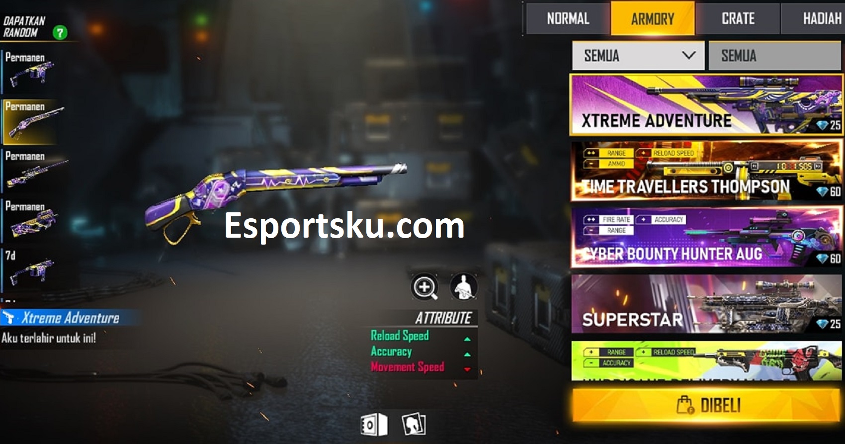 Cara Mendapatkan Gun Skin Extreme Adventure Free Fire (FF) – Esportsku