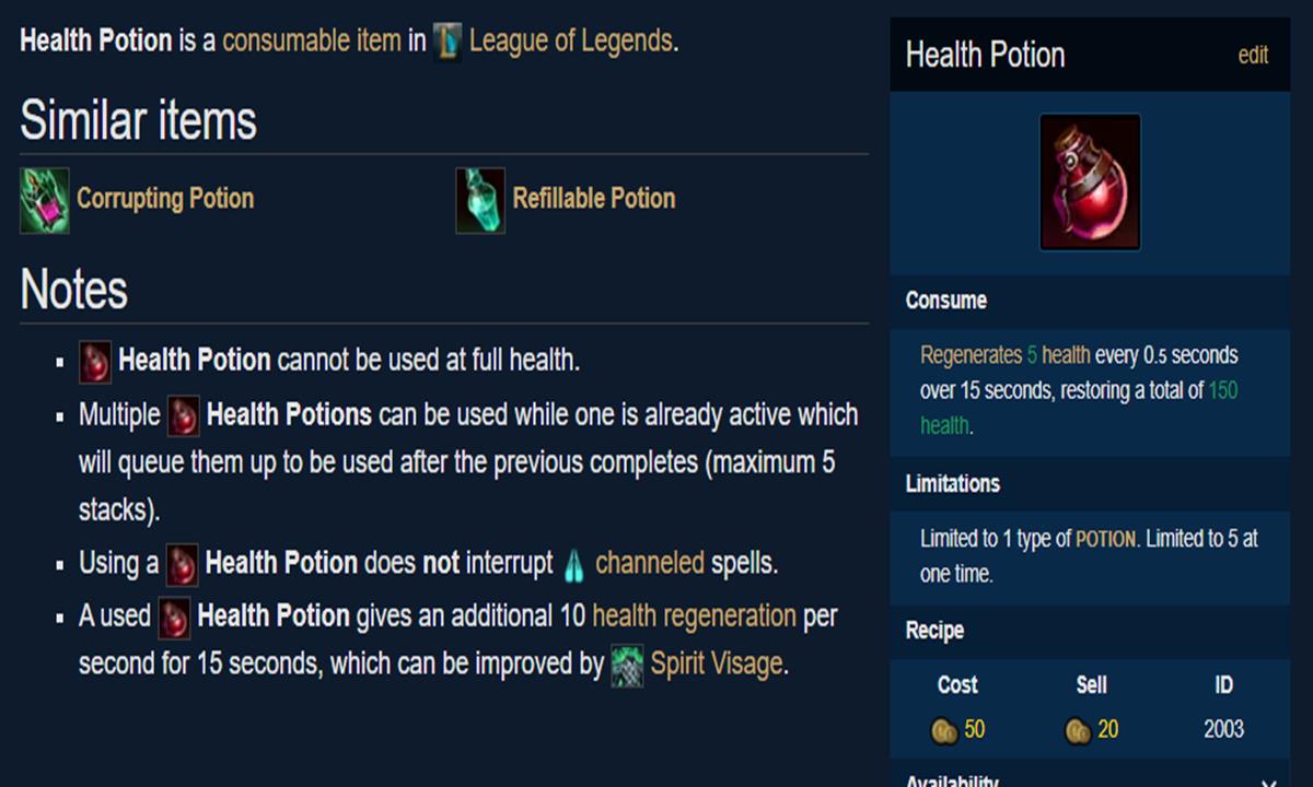 Apa Aja Yang Spesial Dari Item Health Potion! – Esportsku
