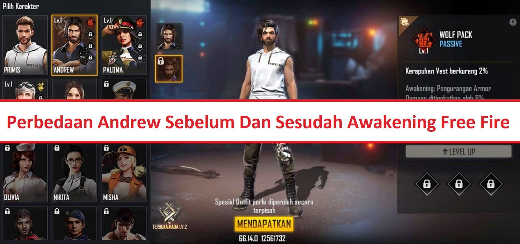 Perbedaan Andrew Sebelum Dan Sesudah Awakening Free Fire (FF) – Esportsku