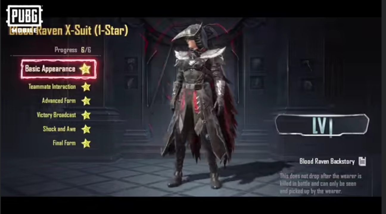 PUBG Mobile's 6 Level Blood Raven X-Suit Appearance - Esports