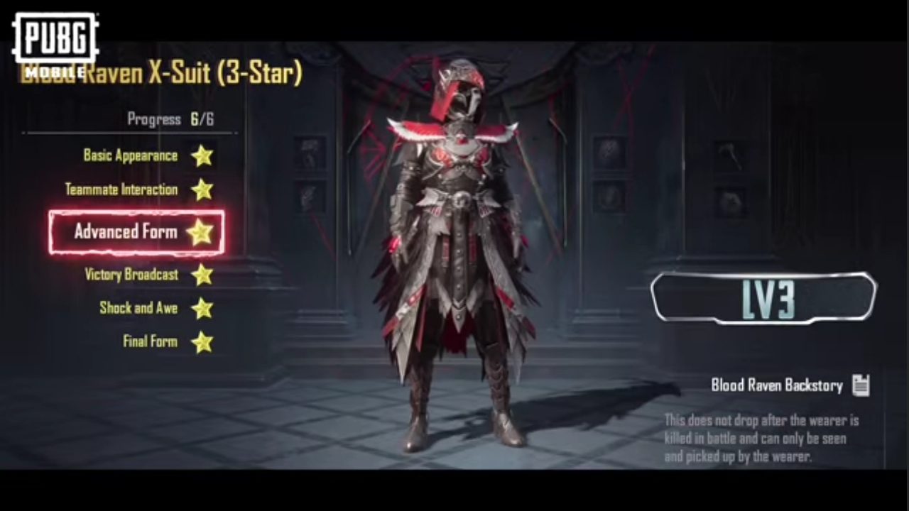 PUBG Mobile's 6 Level Blood Raven X-Suit Appearance - Esports
