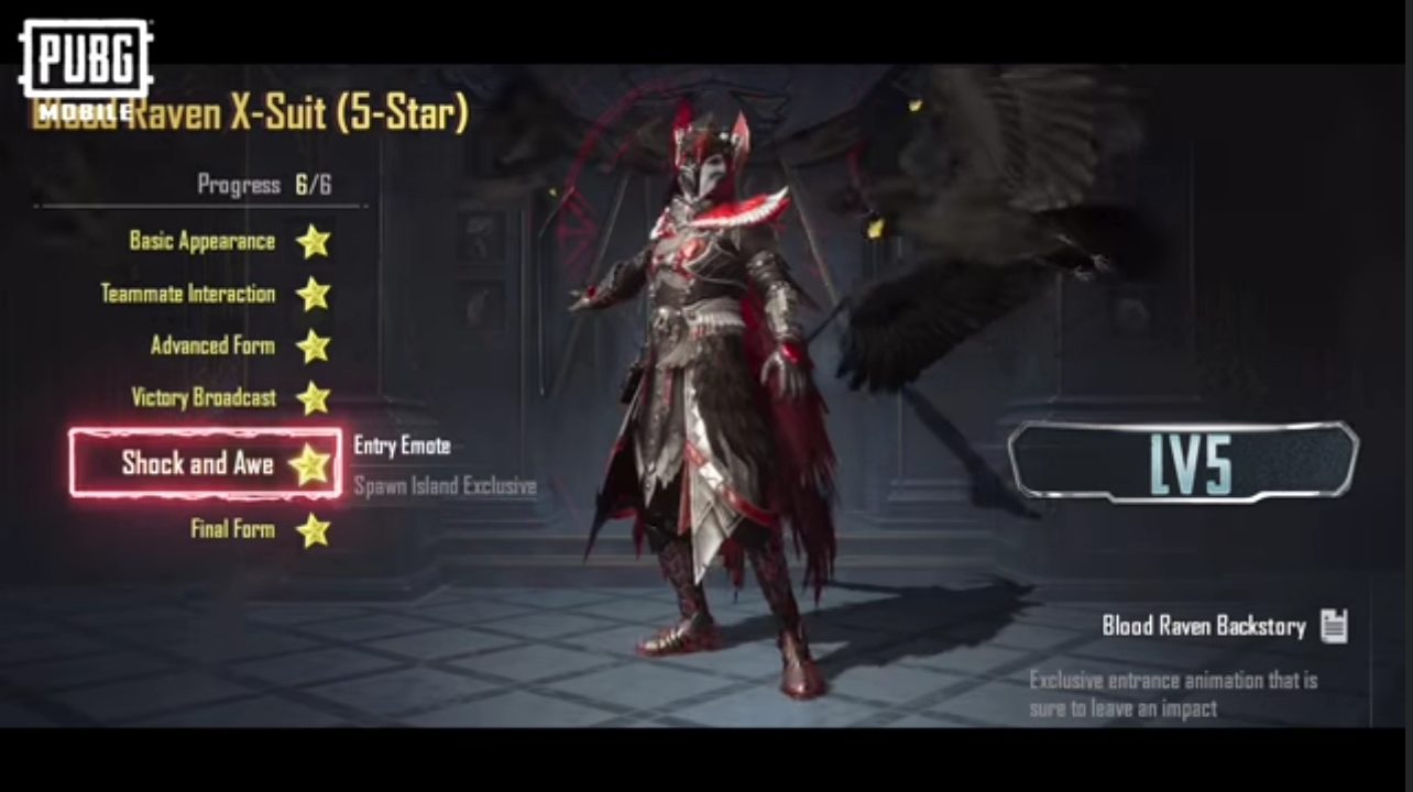 PUBG Mobile's 6 Level Blood Raven X-Suit Appearance - Esports