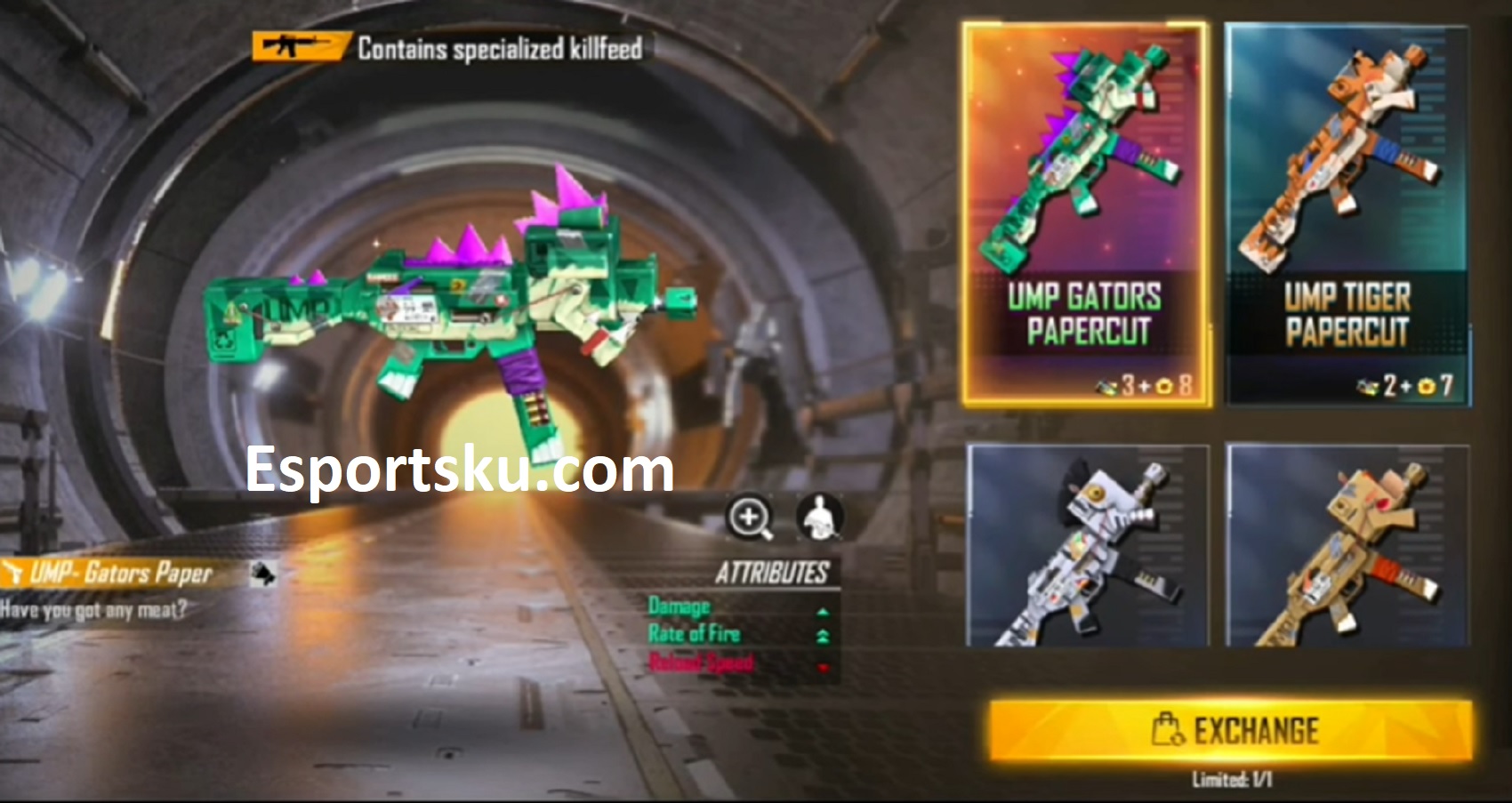 Statistik Skin FF UMP Safari Riot Free Fire – Esportsku