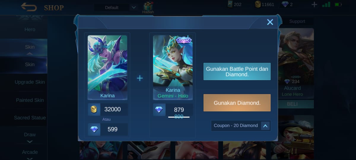 Harga & Cara Mendapatkan Skin Zodiac Karina Shadow Mobile Legends (ML ...