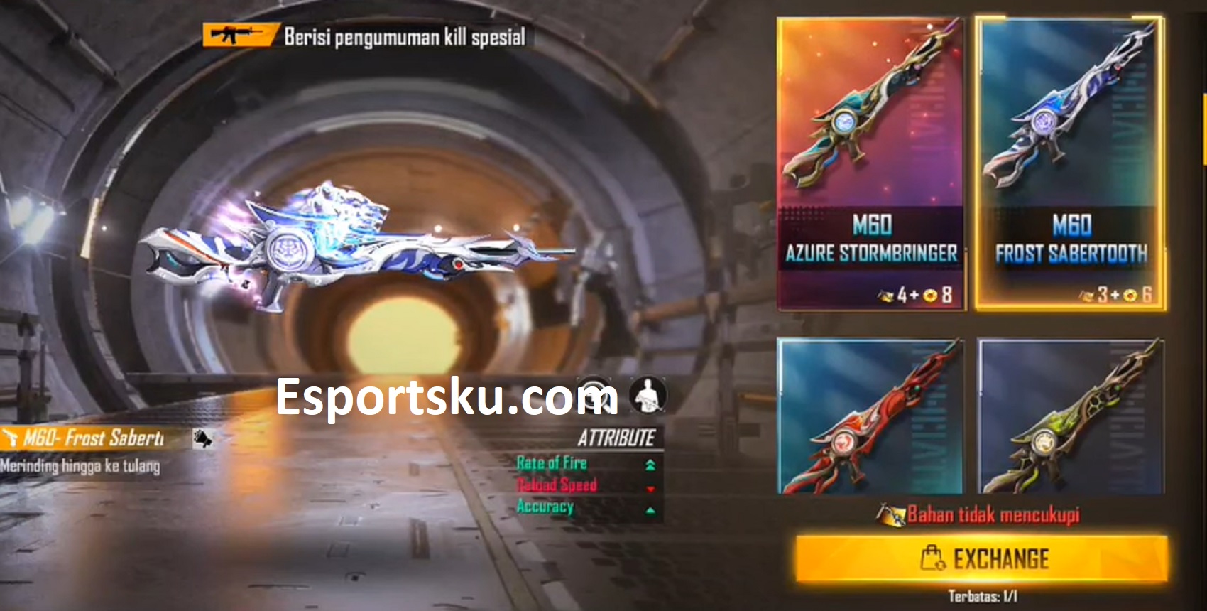 Skin M60 Frost Sabertooth Free Fire, Tampilan Memukau dan Cara ...