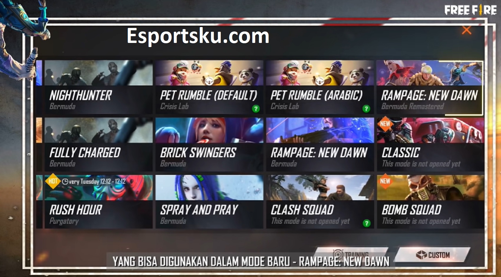 Cara Bermain Dalam Mode Rampage New Dawn Free Fire (FF) – Esportsku