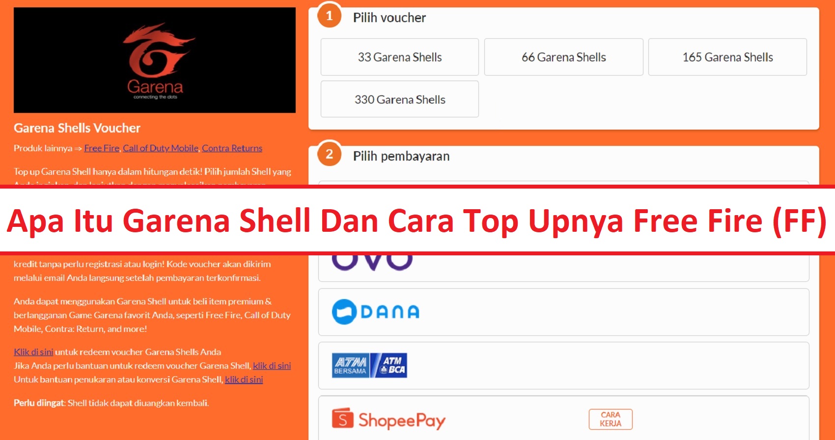 Apa Itu Garena Shell Dan Cara Top Upnya Free Fire (FF) – Esportsku