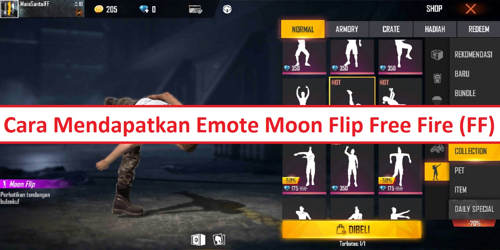Cara Mendapatkan Emote Moon Flip Free Fire (FF) – Esportsku