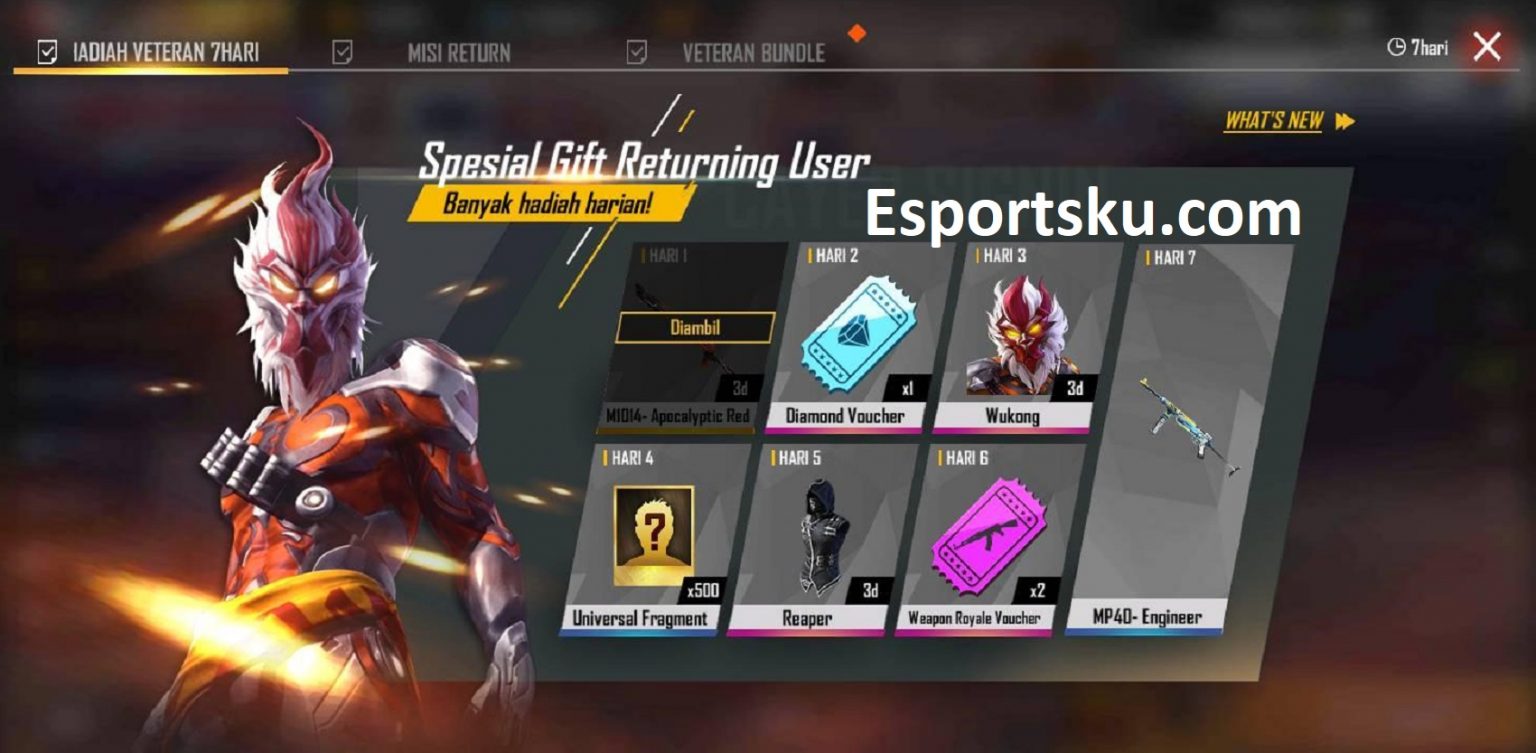 Returning Login Event Free Fire (FF) Terbaru – Esportsku