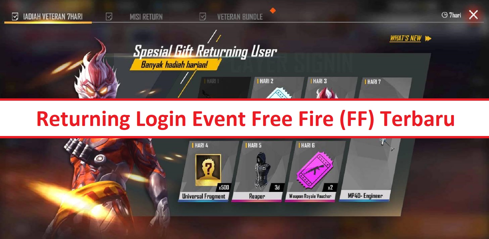 Returning Login Event Free Fire (FF) Terbaru – Esportsku