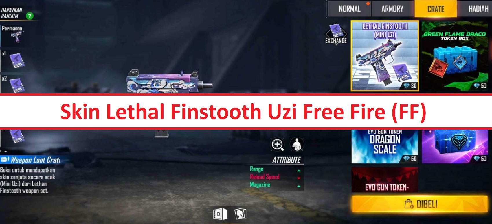 Skin Lethal Finstooth Uzi Free Fire (FF) – Esportsku