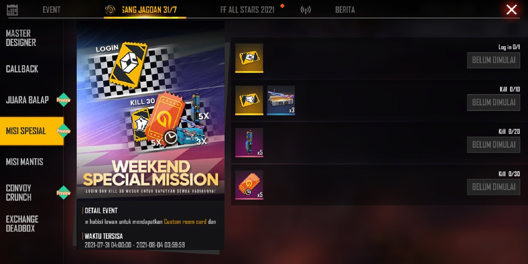 5 Ticket Incubator Spesial McLaren Free Fire (FF) – Esportsku