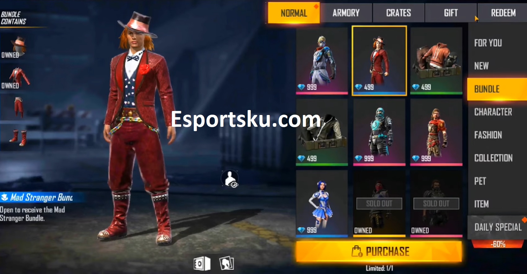 Mad Stranger Bundle Free Fire (FF), Hadir Didalam Shop! – Esportsku