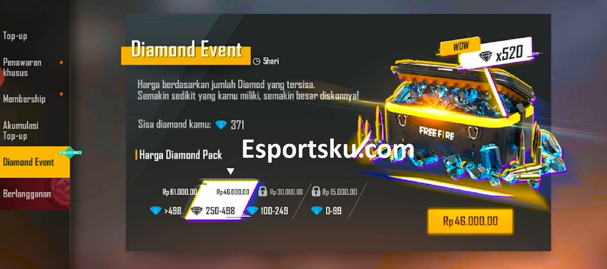 Promo 15 Ribu Rupiah 520 Diamond Free Fire (FF), Less Is More! – Esportsku