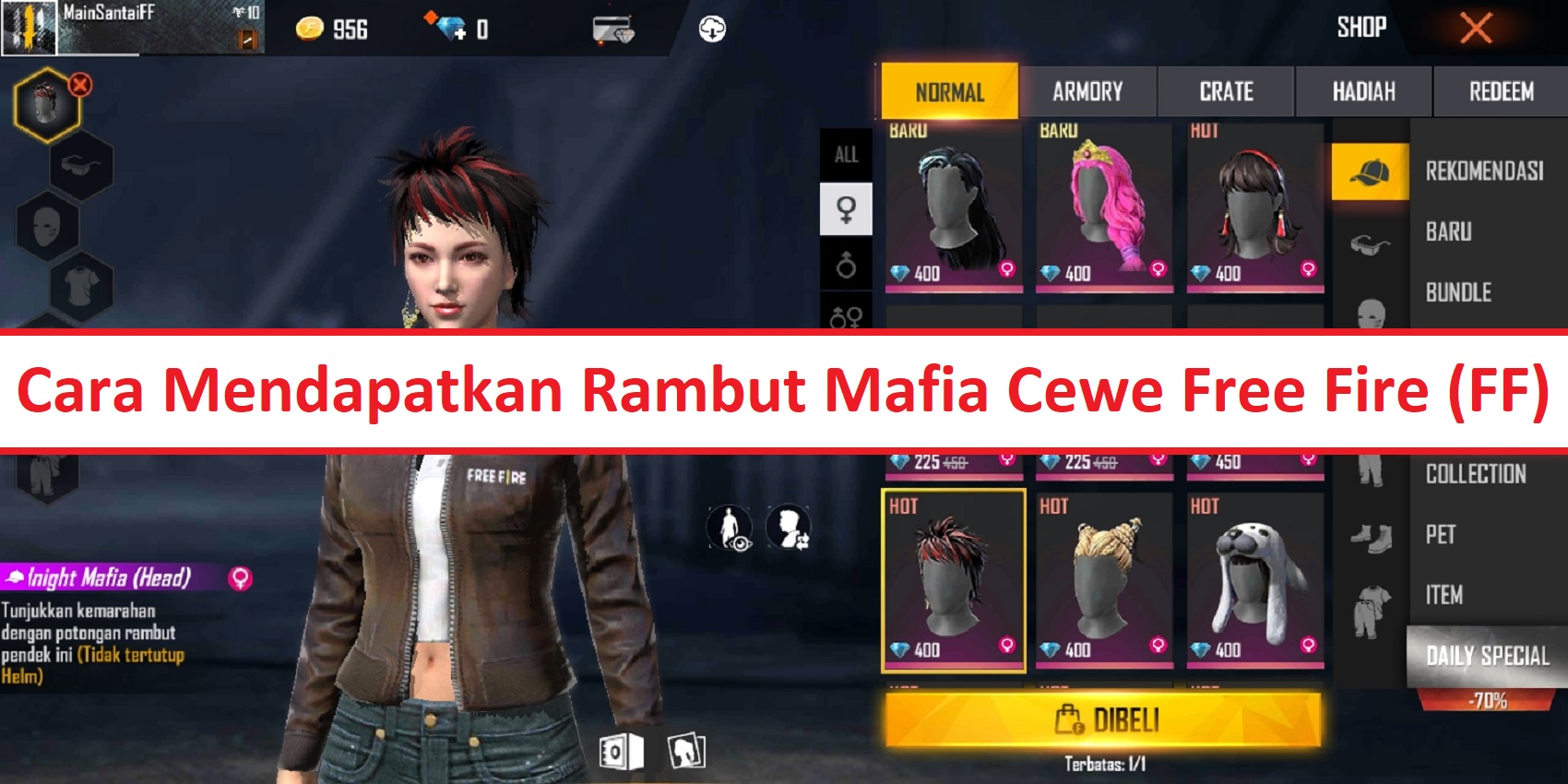 Cara Mendapatkan Rambut Mafia Cewe Free Fire (FF) – Esportsku