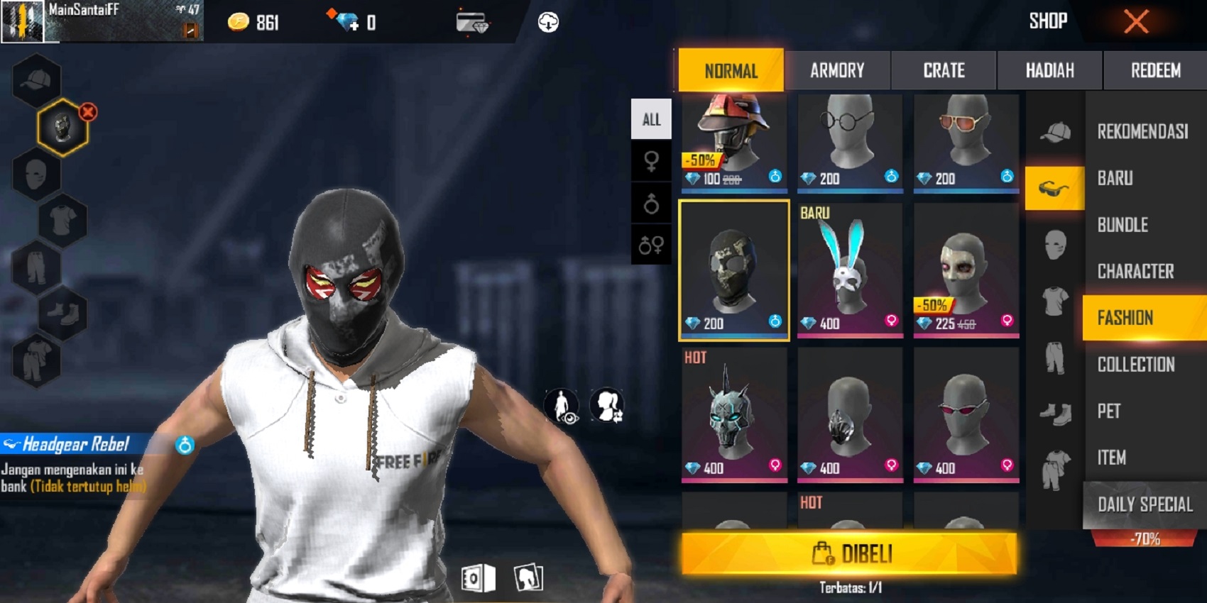 Cara Mendapatkan Topeng Pencuri Free Fire (FF) – Esportsku