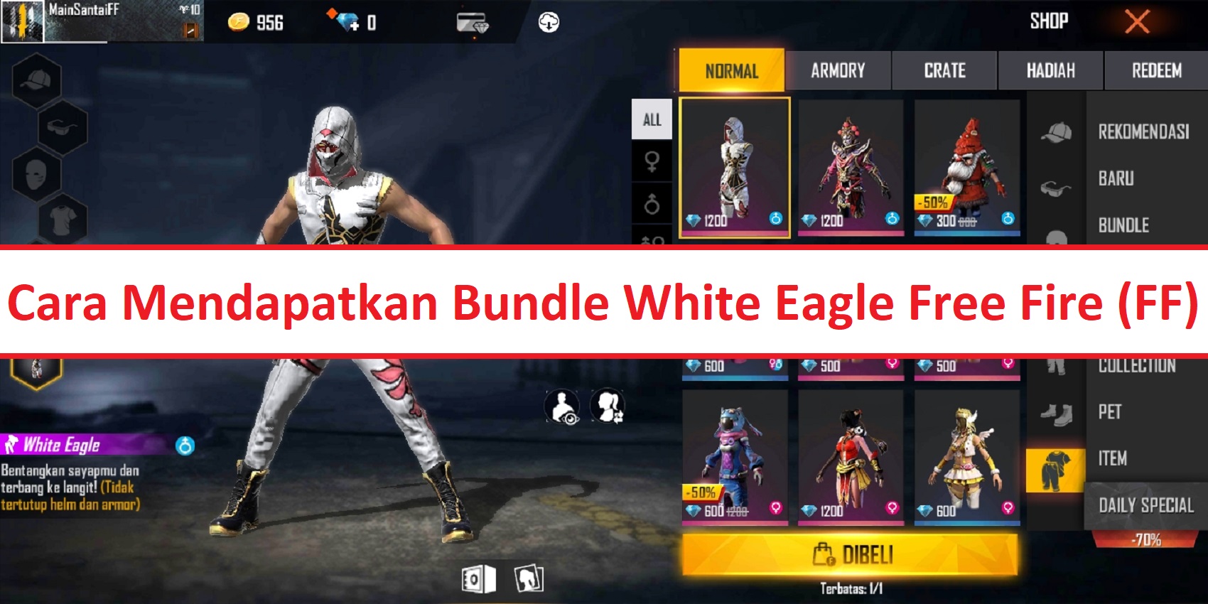 Cara Mendapatkan Bundle White Eagle Free Fire (FF) – Esportsku