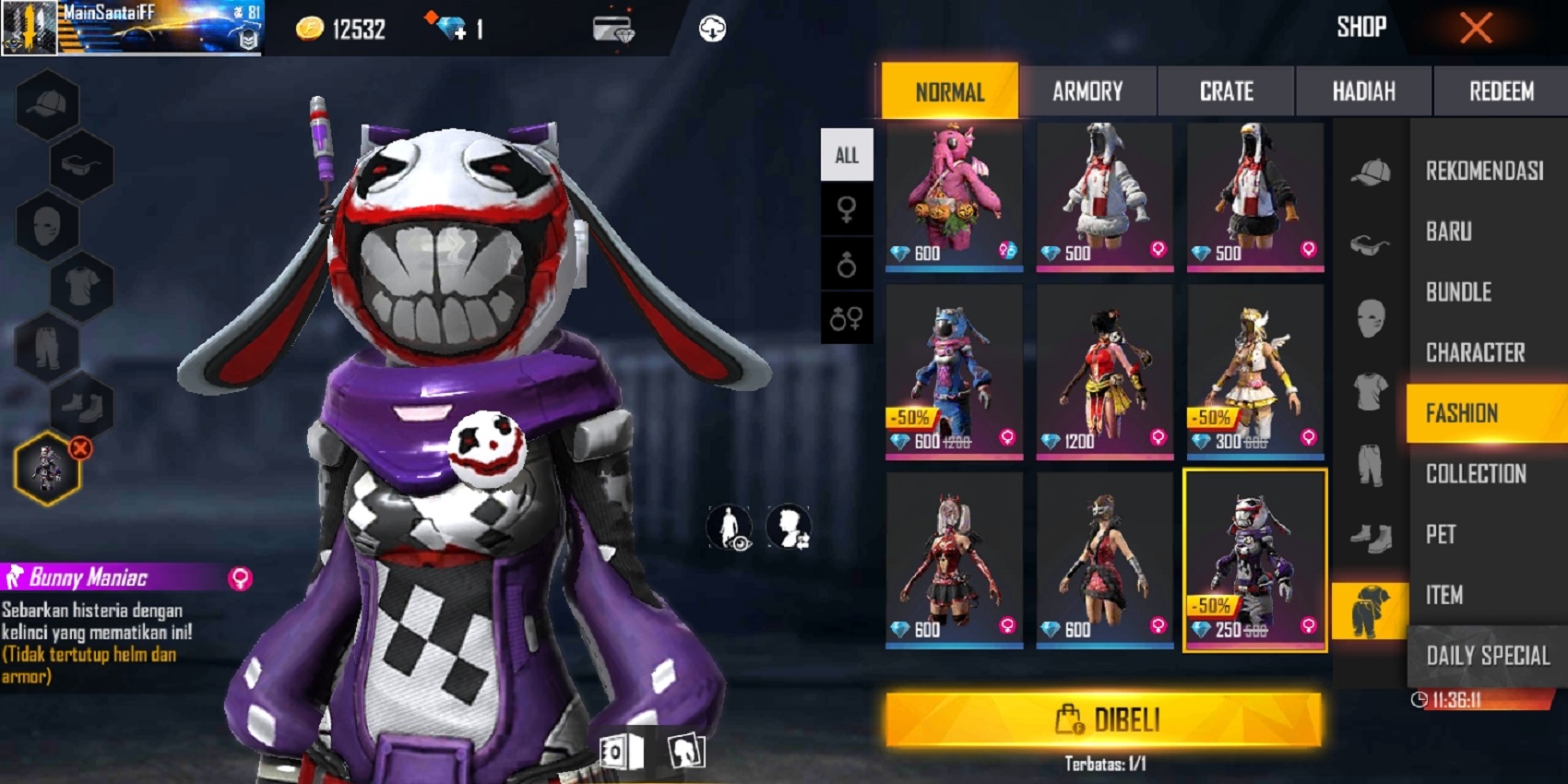 Cara Mendapatkan Bundle Bunny Maniac Free Fire (FF) – Esportsku