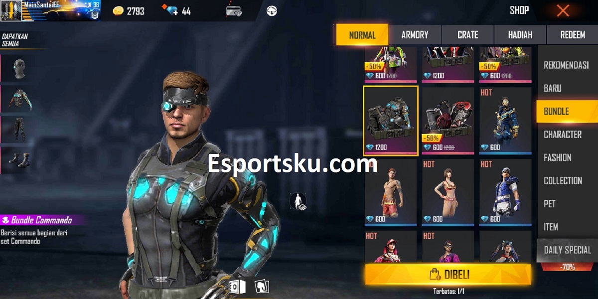 Cara Mendapatkan Bundle Commando Free Fire (FF) – Esportsku