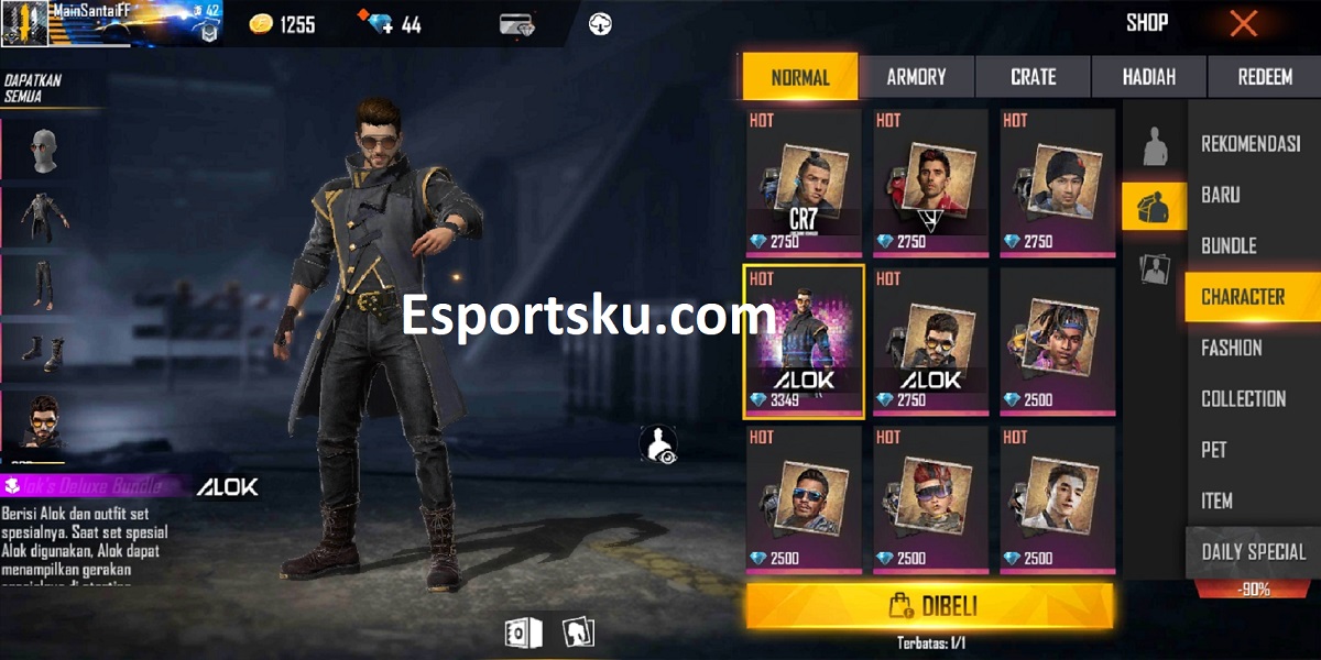 Berapa Harga Skin Alok Free Fire (FF) Ala Esportsku – Esportsku