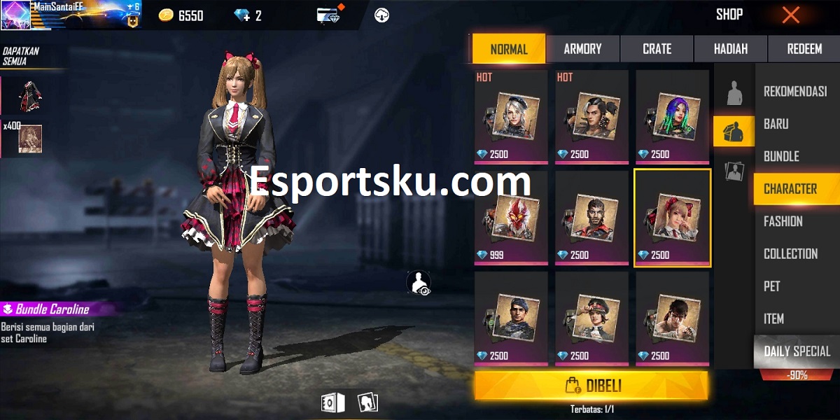 Cara Mendapatkan Bundle Caroline Free Fire (FF) – Esportsku
