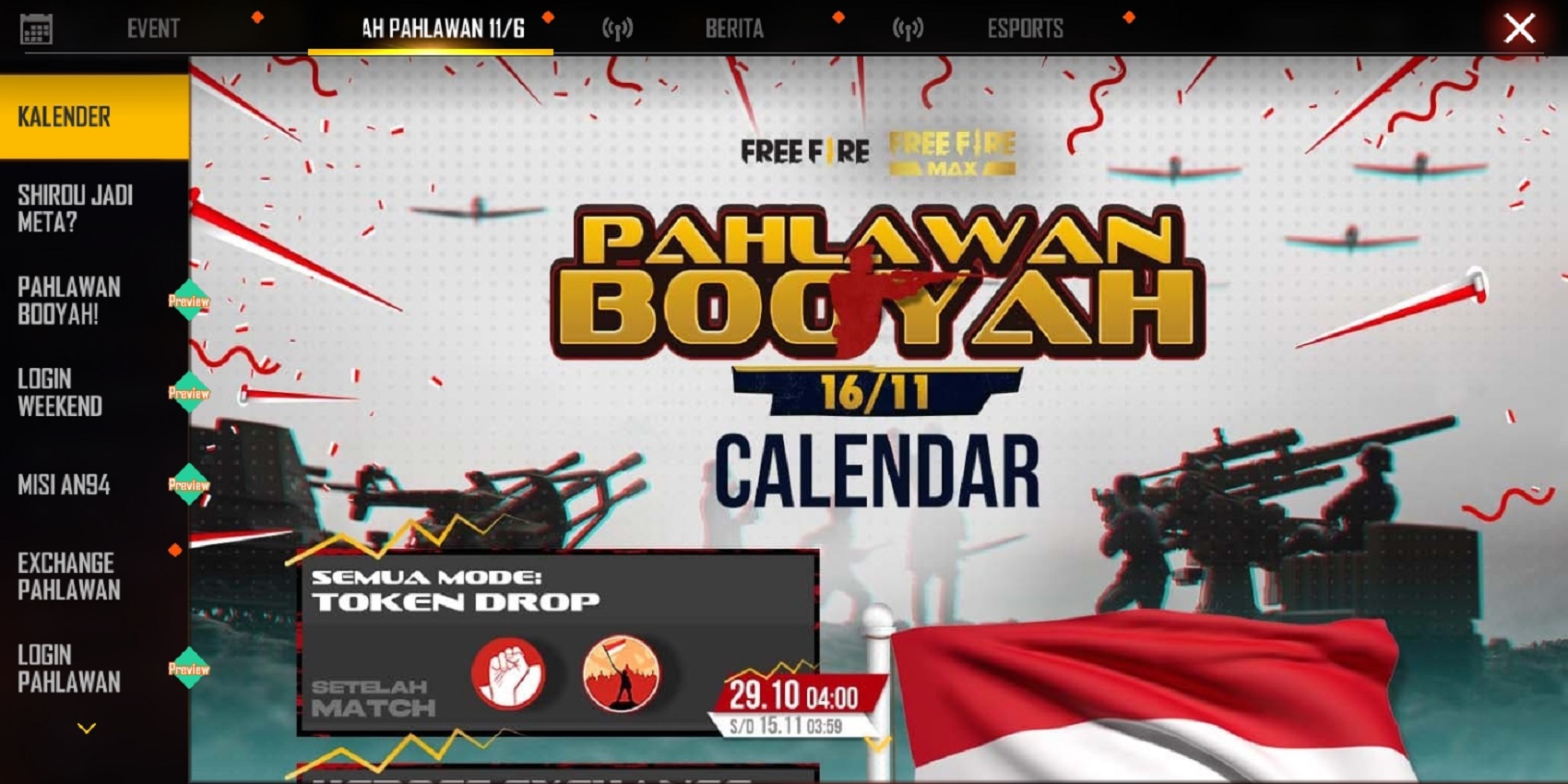 Jadwal Event Pahlawan Booyah 2021 Free Fire (FF) – Esportsku
