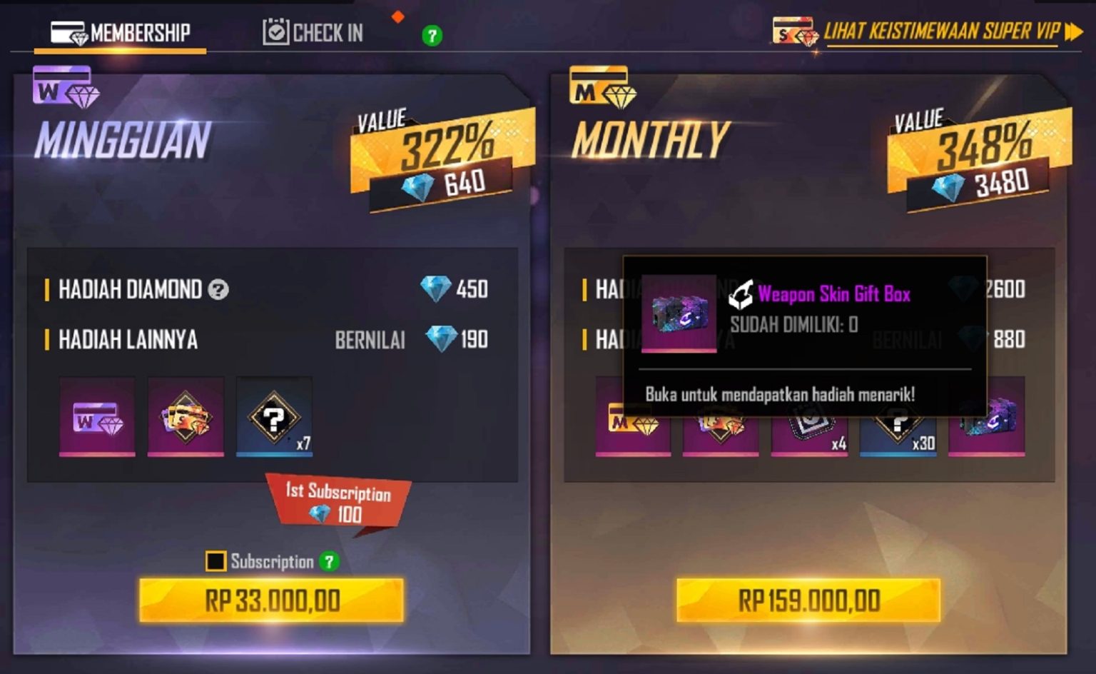 Membership Mingguan Free Fire (FF), Dapat Diamond Setiap Hari! – Esportsku